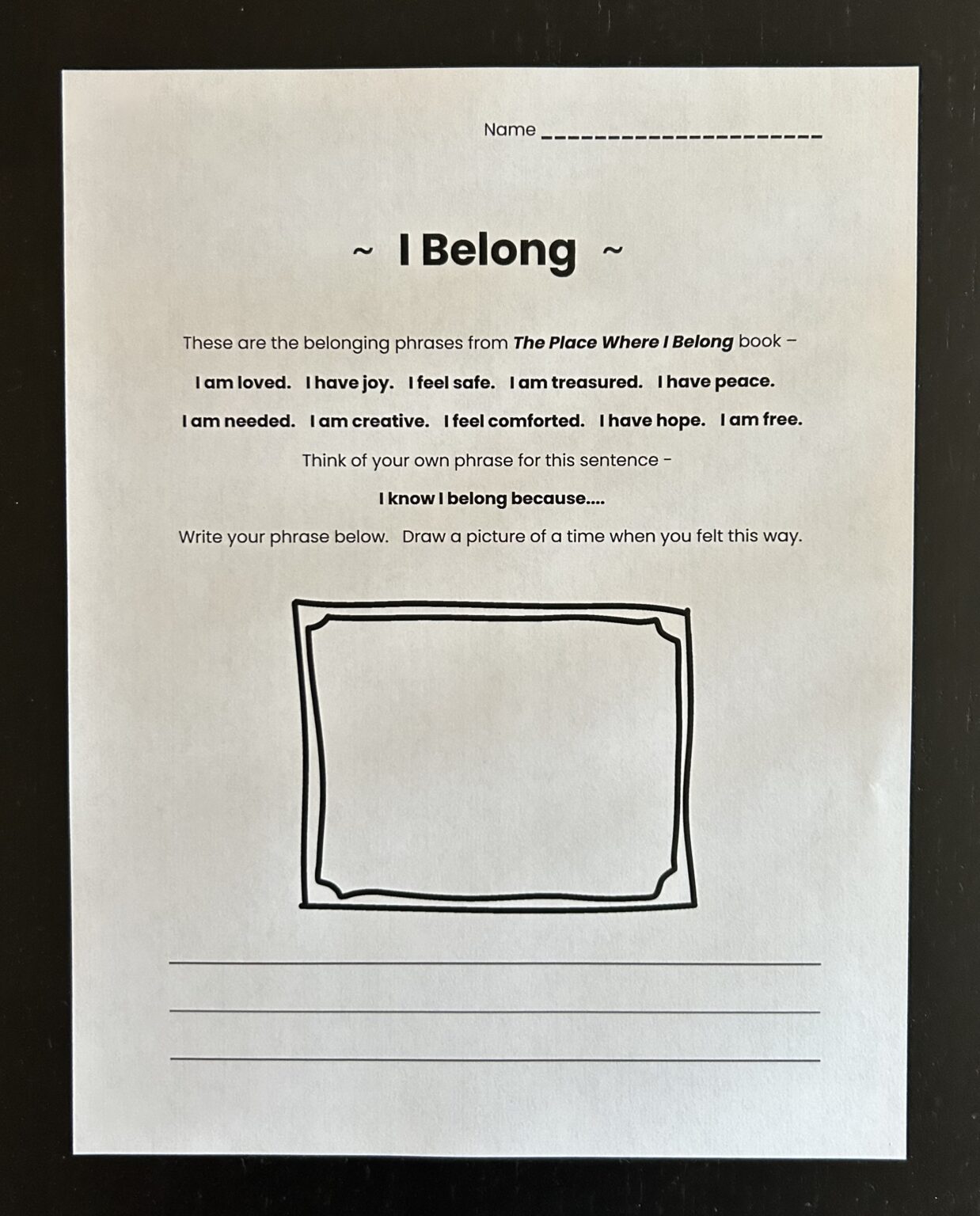 Resources – The Place Where I Belong